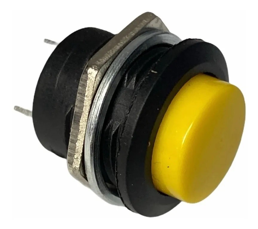 100 Botones Pulsadores Push Button On 2 Pines Na Mediano AMARILLO Plastico | IPower Electronics